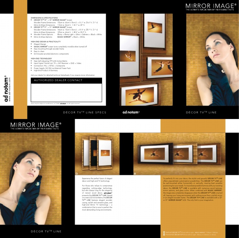 Authorized Dealer Contact: TM TM | PDF | Television | Mirror