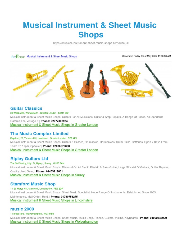 Musical Instrument Sheet Music Shops BizHouse - Uk | PDF | Music ...