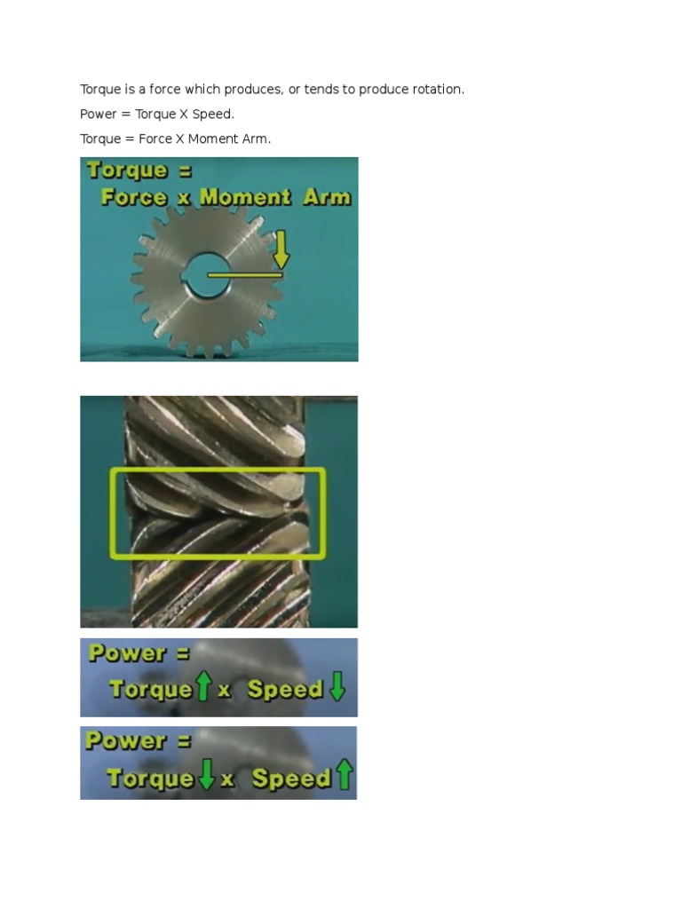 Torque Is A Force Which Produces, or Tends To Produce Rotation. Power ...