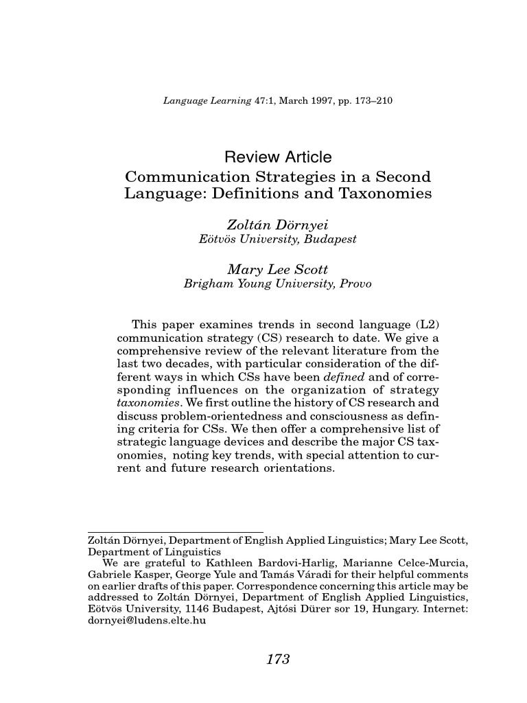 1997 Dornyei Scott Comstrat PDF | PDF | Consciousness | Second Language