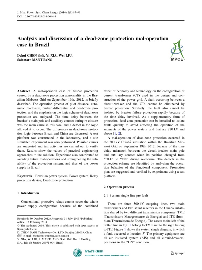 Analysis and Discussion of A Dead-Zone Protection Mal-Operation Case in ...