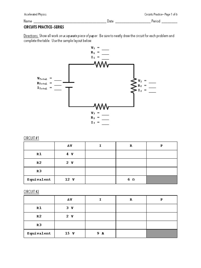 Circuits Practice | PDF | Physical Quantities | Electricity