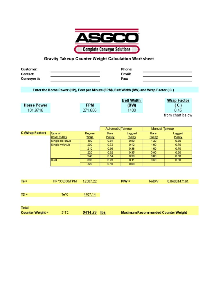 Calculation Worksheet | PDF