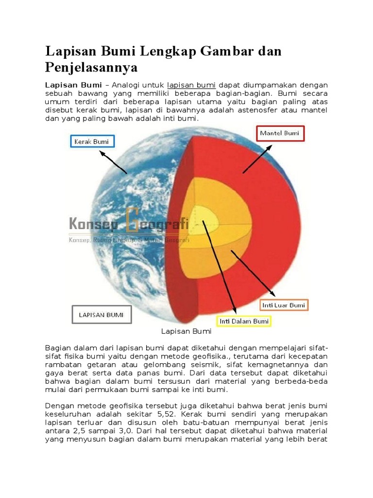 Lapisan Bumi Lengkap Gambar Dan Penjelasannya | PDF