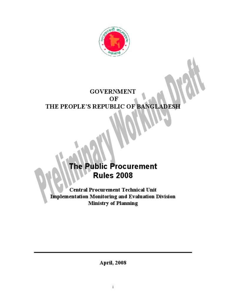PPR - Public Procurement Rules 2008 English PDF | PDF | Procurement ...