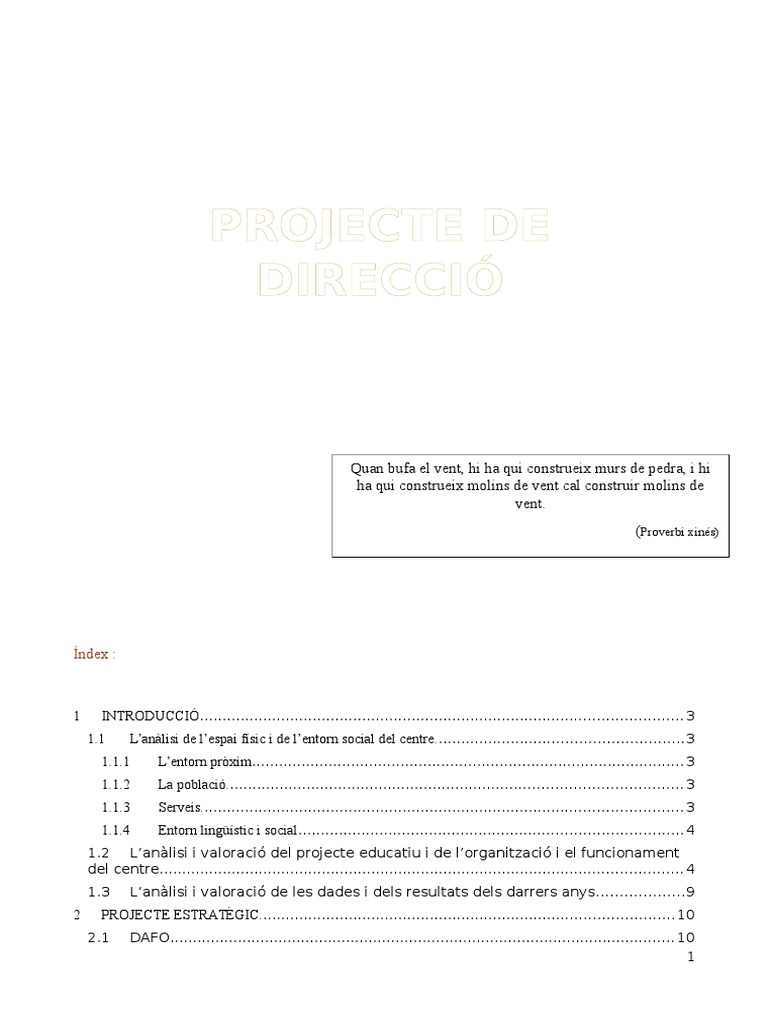 Projecte de Direcció 2017-2021 | PDF