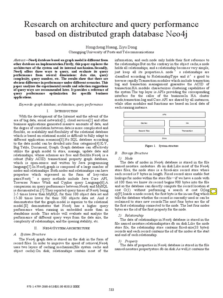 Research On Architecture and Query Performance Based On Distributed Graph Database Neo4j | PDF ...