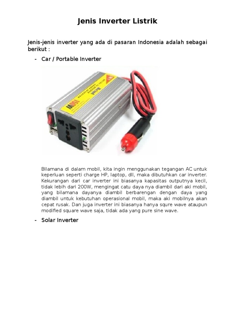 Jenis Inverter Listrik untuk Aplikasi Berbeda | PDF