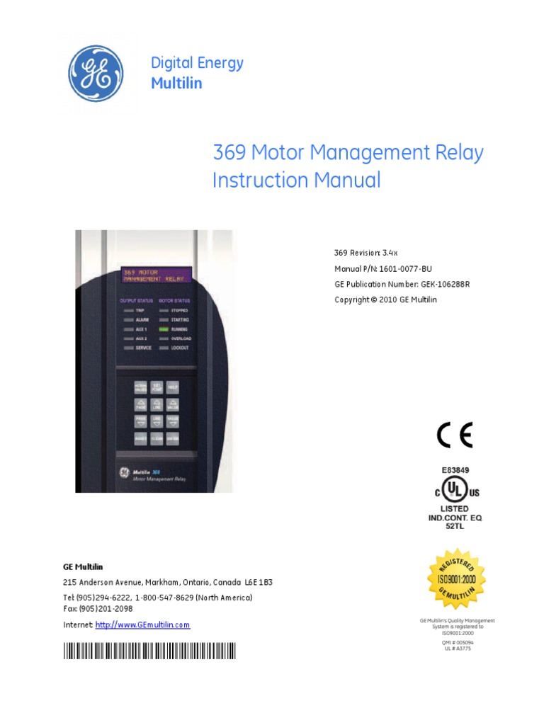 369 Ge Rele PDF | PDF | Relay | Ac Power