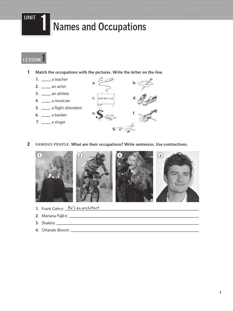 Names and Occupations for Kids | PDF | Linguistics