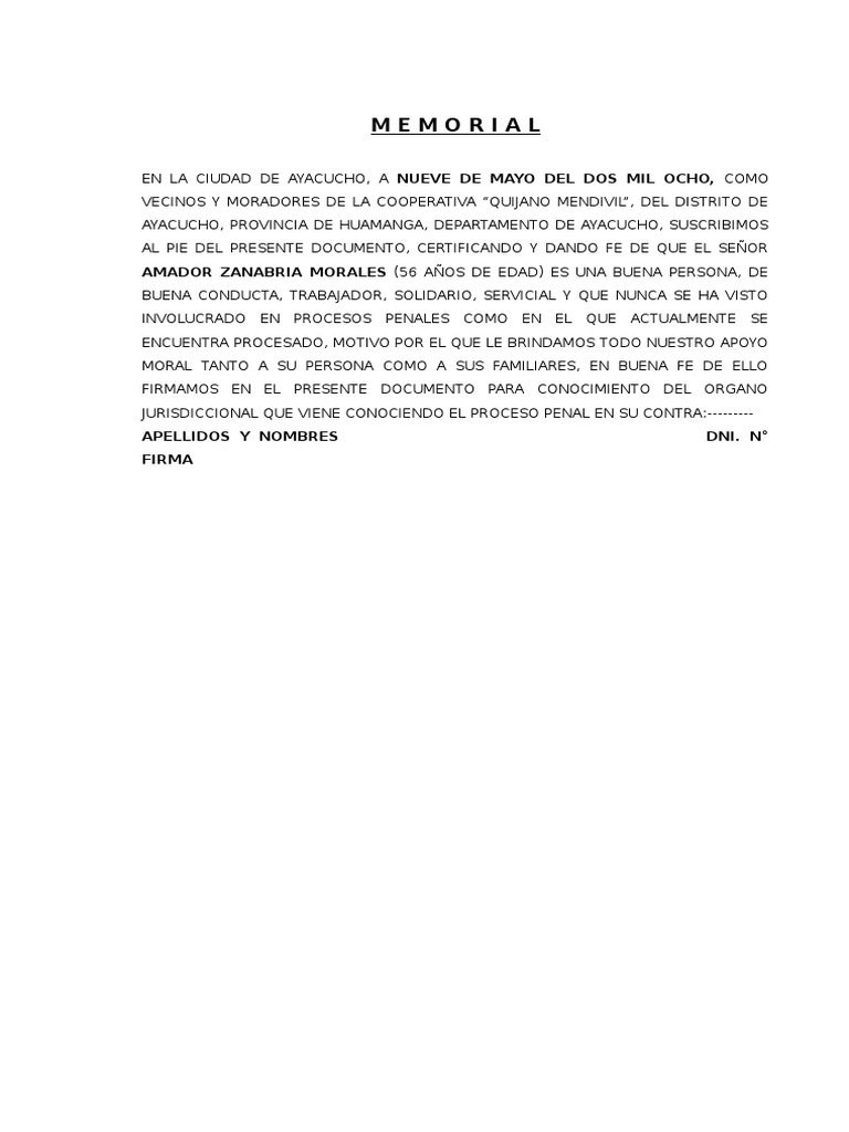 Memorial Modelo | PDF