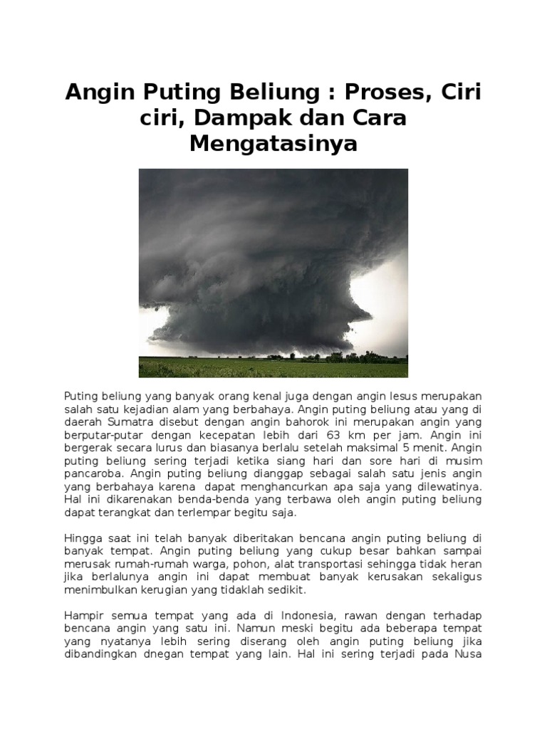 Proses dan Dampak Angin Puting Beliung | PDF | Sains & Matematika