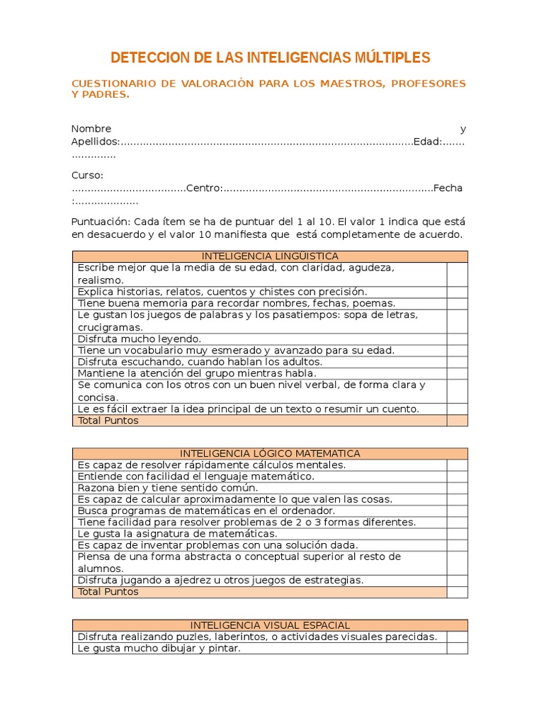 Detecting Multiple Intelligences: A Teacher, Parent and Student ...