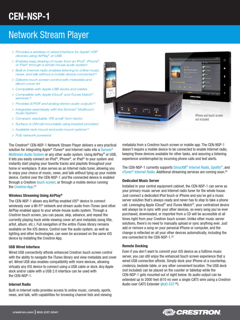 Network Stream Player CEN-NSP-1 | PDF | I Cloud | Ios