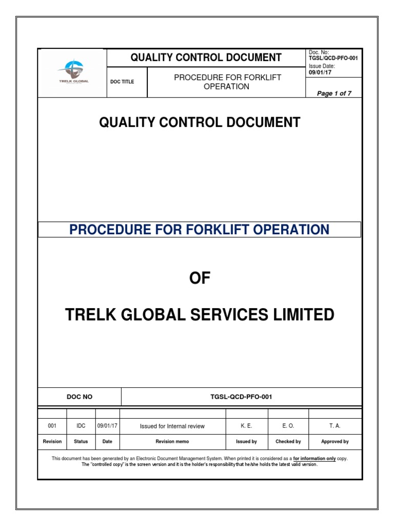 Procedure for Forklift Operation | Forklift | Truck