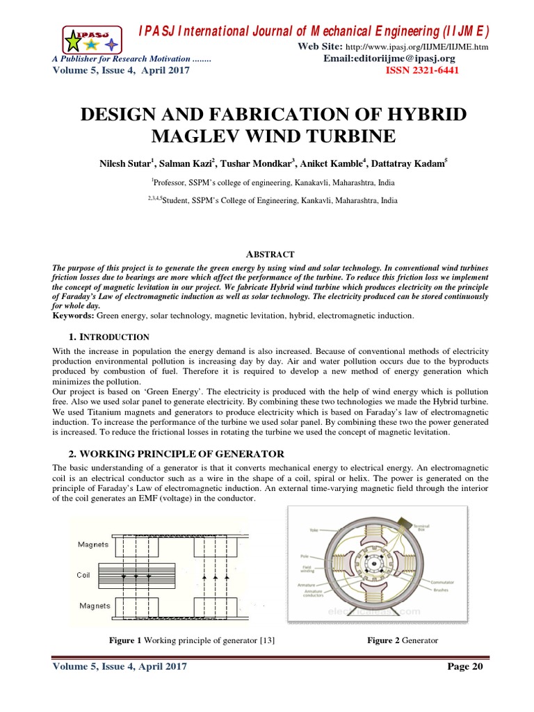 Design and Fabrication of Hybrid Maglev Wind Turbine | PDF | Electric ...