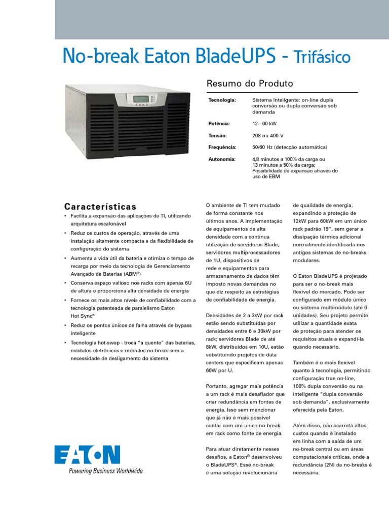Blade Ups - Rack 12kw 220v | PDF | Servidor (informática) | Calor