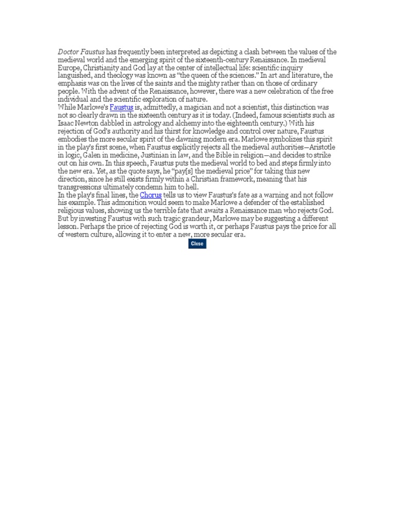 Is Faustus A Renaissance Man Who Had To Pay The Price of Having ...