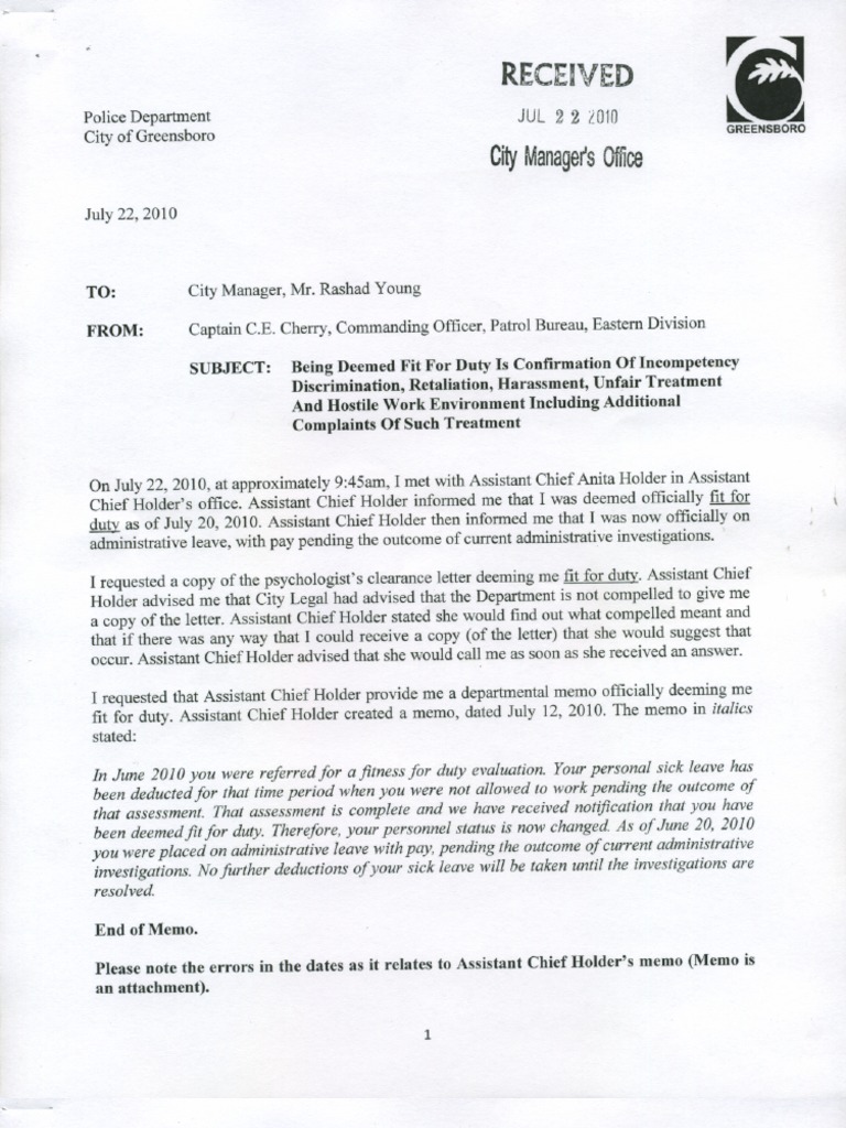 Greensboro Police Officer's Grievance Report | PDF