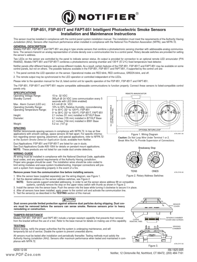 Notifier FSP 851 FSP 851t and Fapt | PDF | Radio | Electromagnetic ...