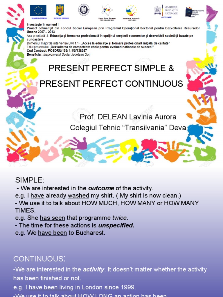 Present Perfect Simple Continuous 1 2017 | PDF | Linguistic Typology | Linguistic Morphology
