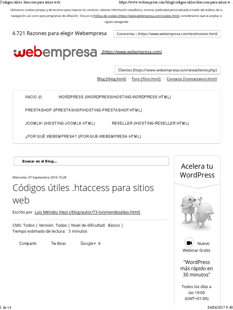 Códigos Útiles .Htaccess para Sitios Web | Descargar gratis PDF ...