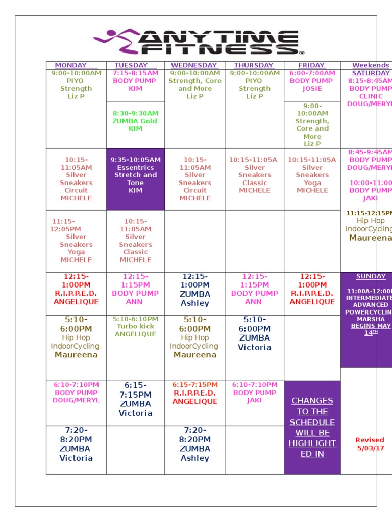 Main Class Schedule | PDF | Leisure | Sports