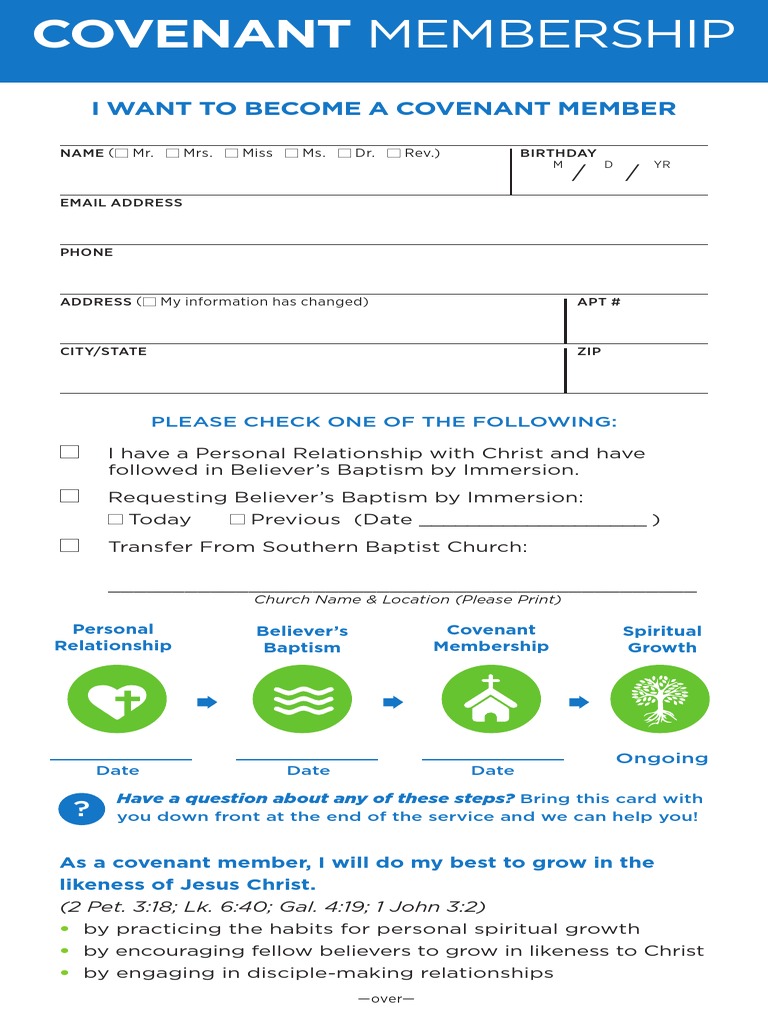 Covenant Membership Card PDF | PDF | Politics | Social Science