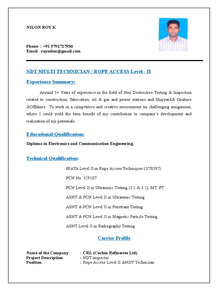 Nilon Roy Rope Level 2 Curriculum Vitae | PDF