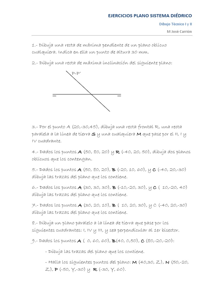 Ejercicios Diédrico Plano | PDF