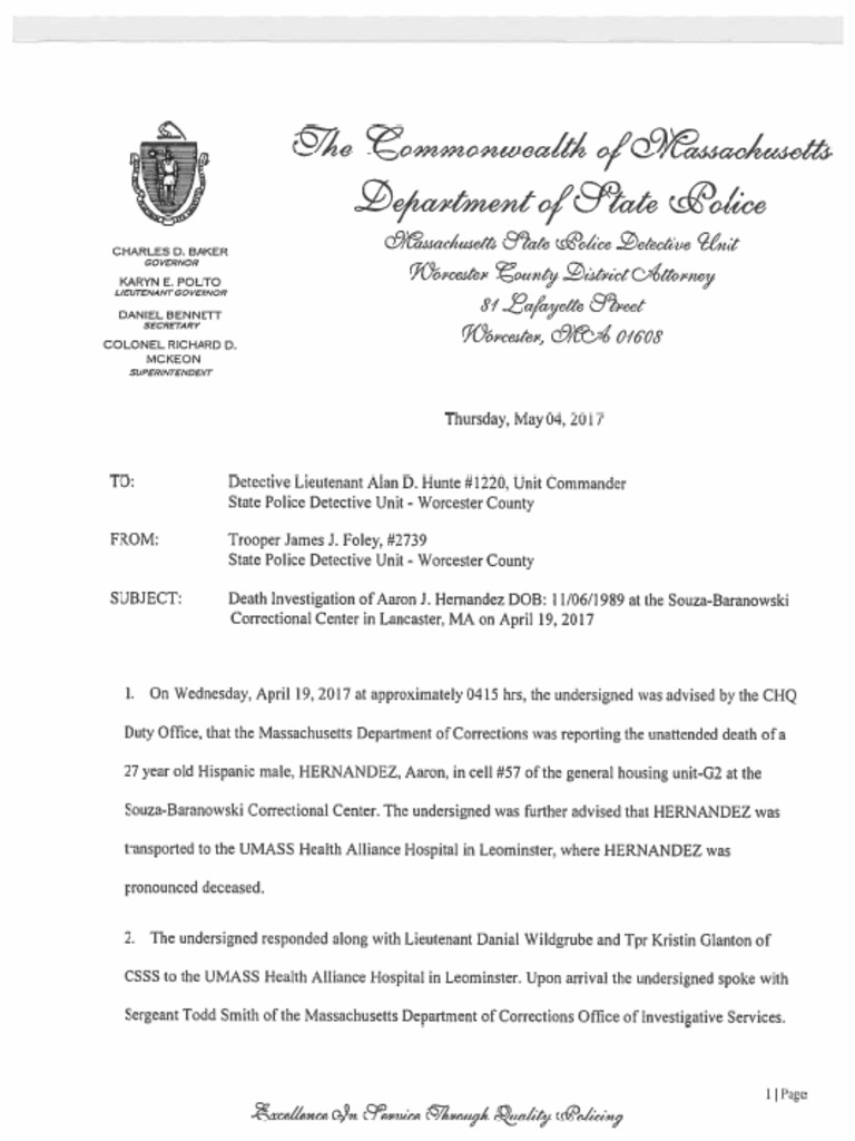 Aaron Hernandez Death Investigation Report | PDF
