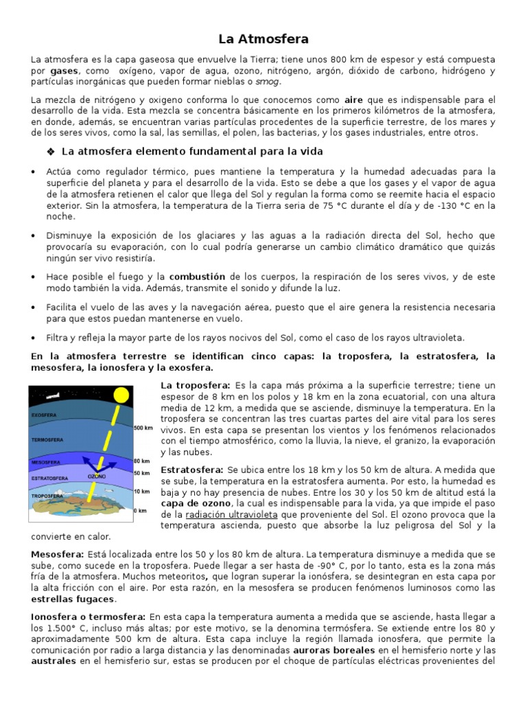 Actividad Sobre La Atmosfera | PDF | Ionosfera | Atmósfera