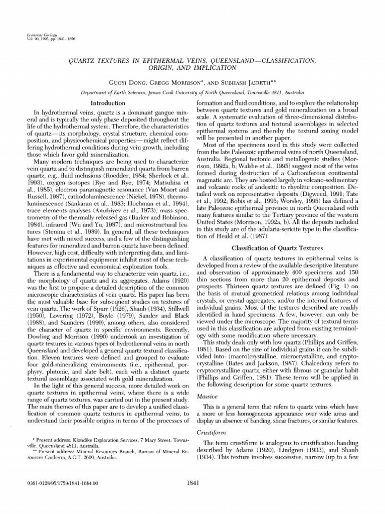 Quartz Textures in Epithermal Veins | PDF | Quartz | Crystal