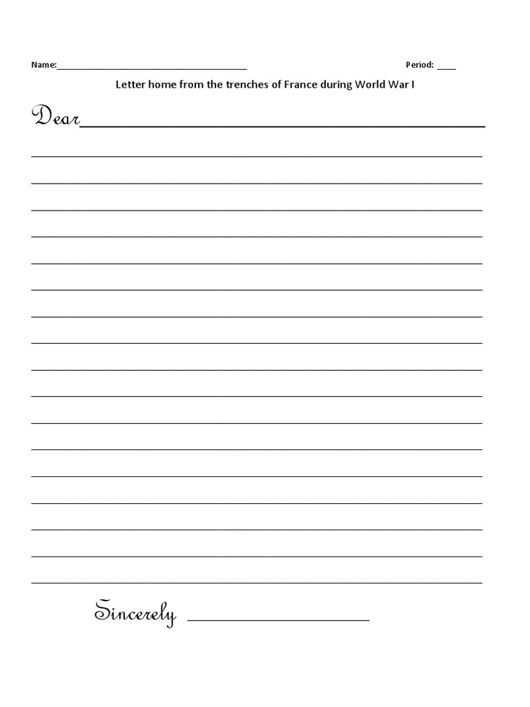 WWI Letter Template | PDF