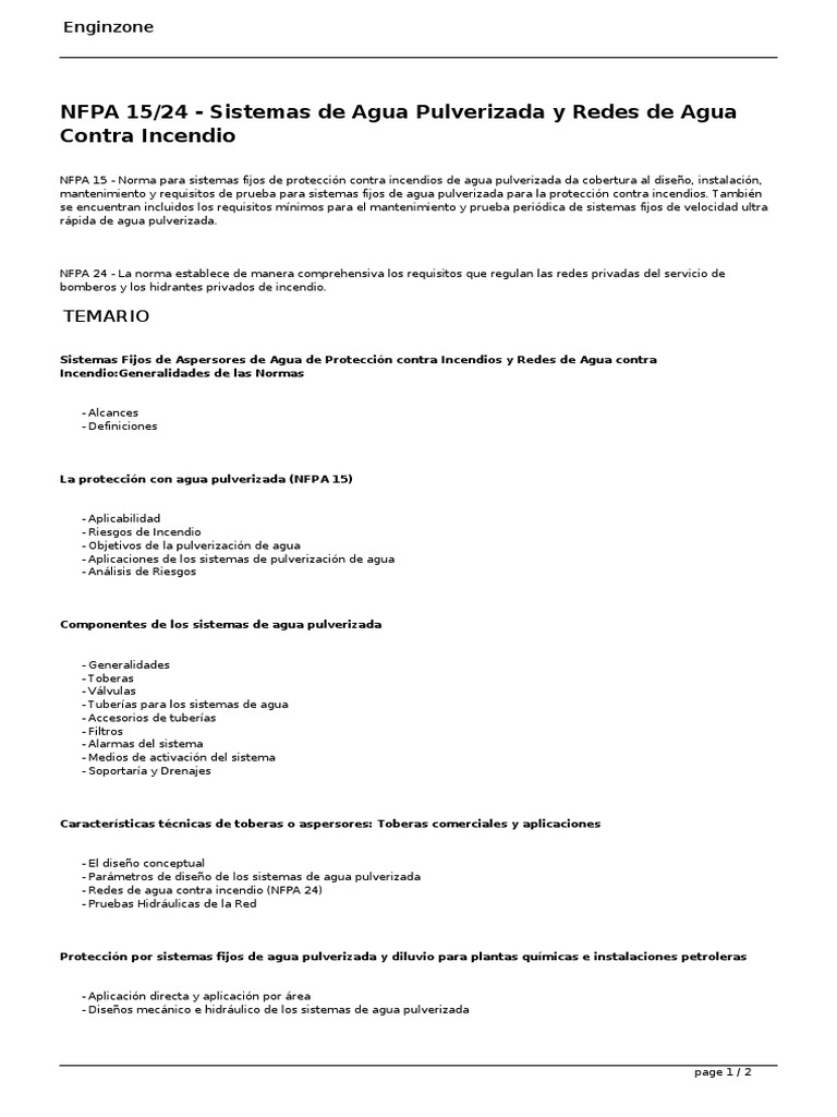 Enginzone-NFPA 15-24 Sistemas de Agua Pulverizada y Redes de Agua ...