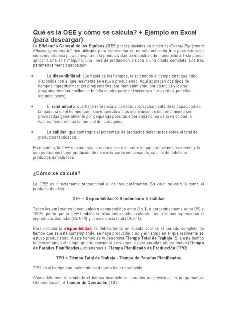 Que Es La OEE y Como Se Calcula | PDF | Informática y tecnología de la ...