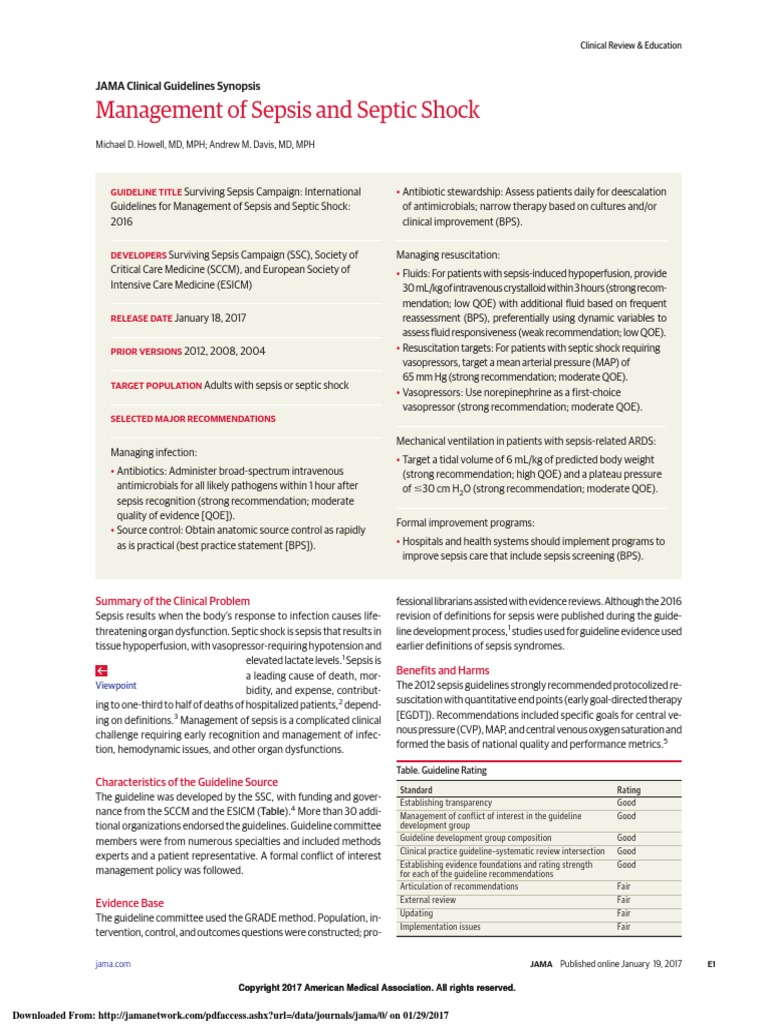 Managment of Sepsis and Septic Shock | PDF | Sepsis | Shock (Circulatory)