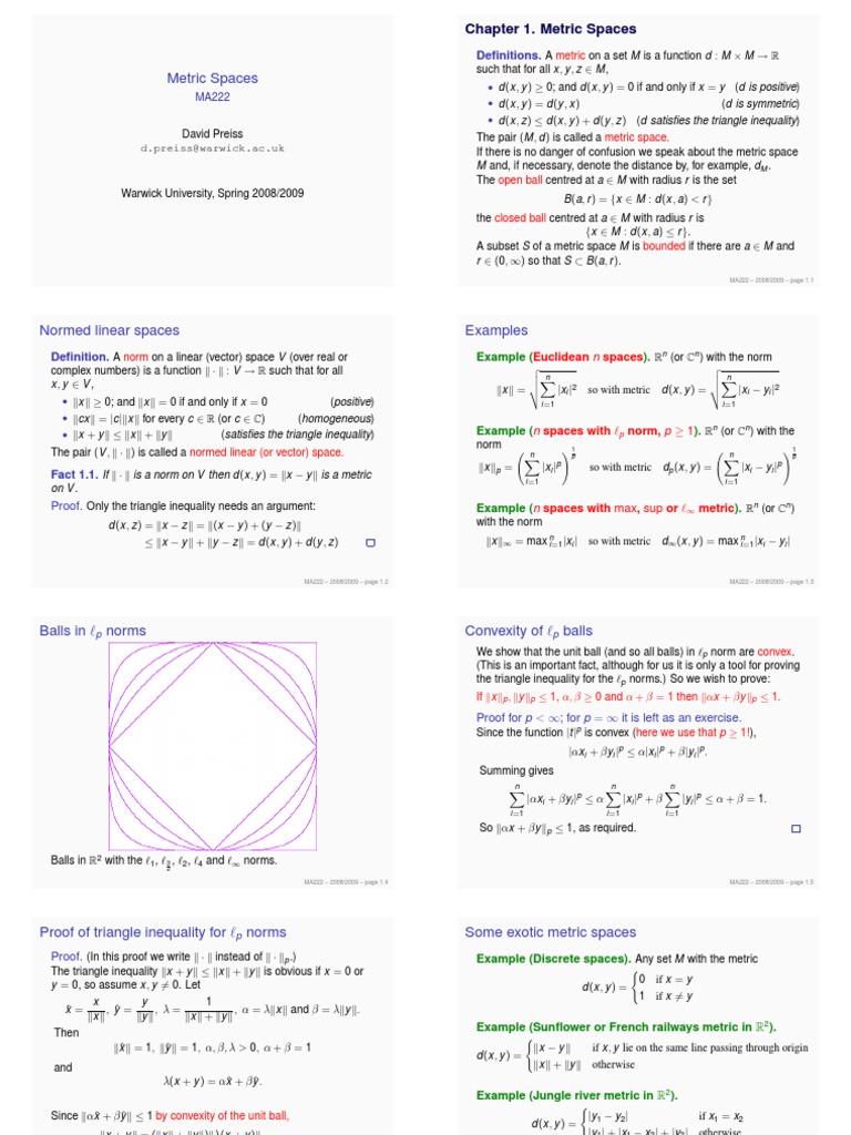 Ma222 PDF | PDF | Metric Space | Continuous Function