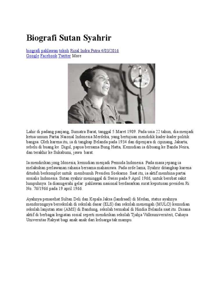 Biografi Sutan Syahrir | PDF