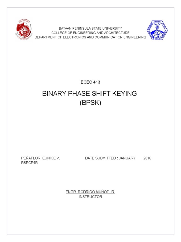Binary Phase Shift Keying (BPSK) : ECEC 413 | PDF