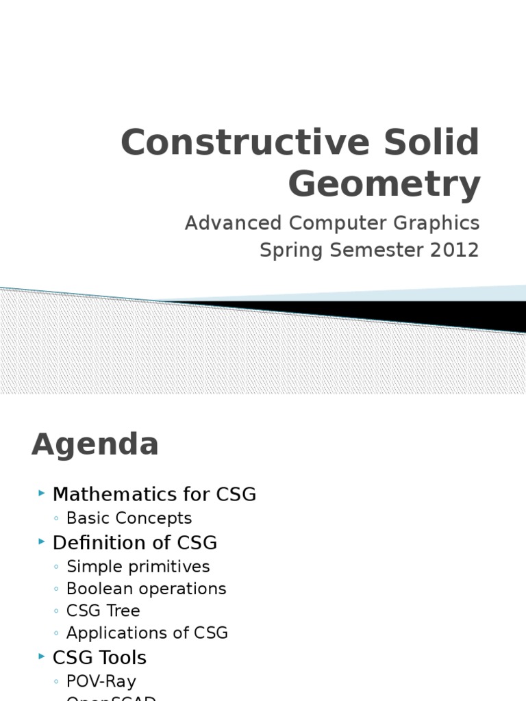 Constructive Solid Geometry | PDF | 3 D Modeling | Boolean Algebra