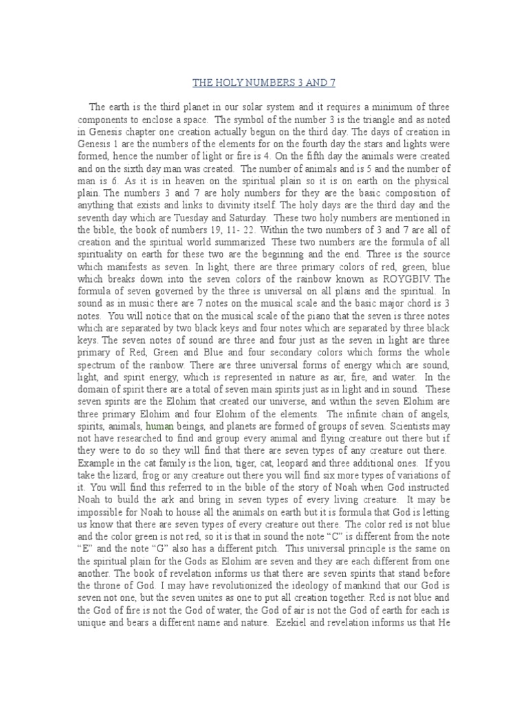 The Holy Numbers 3 and 7 | PDF