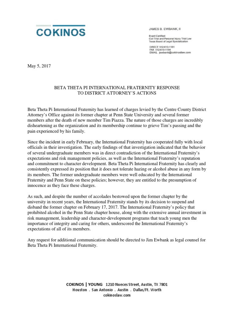 Beta Theta Pi Statement | PDF