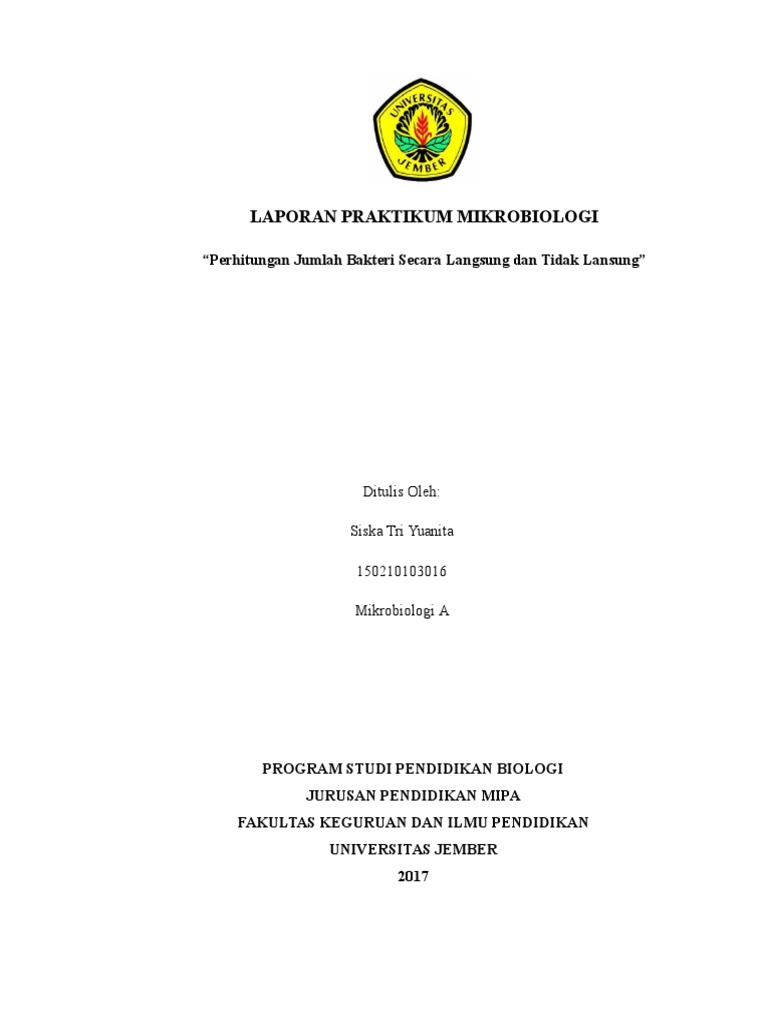 Laporan Praktikum Mikrobio Perhitungan Bakteri | PDF | Sains & Matematika