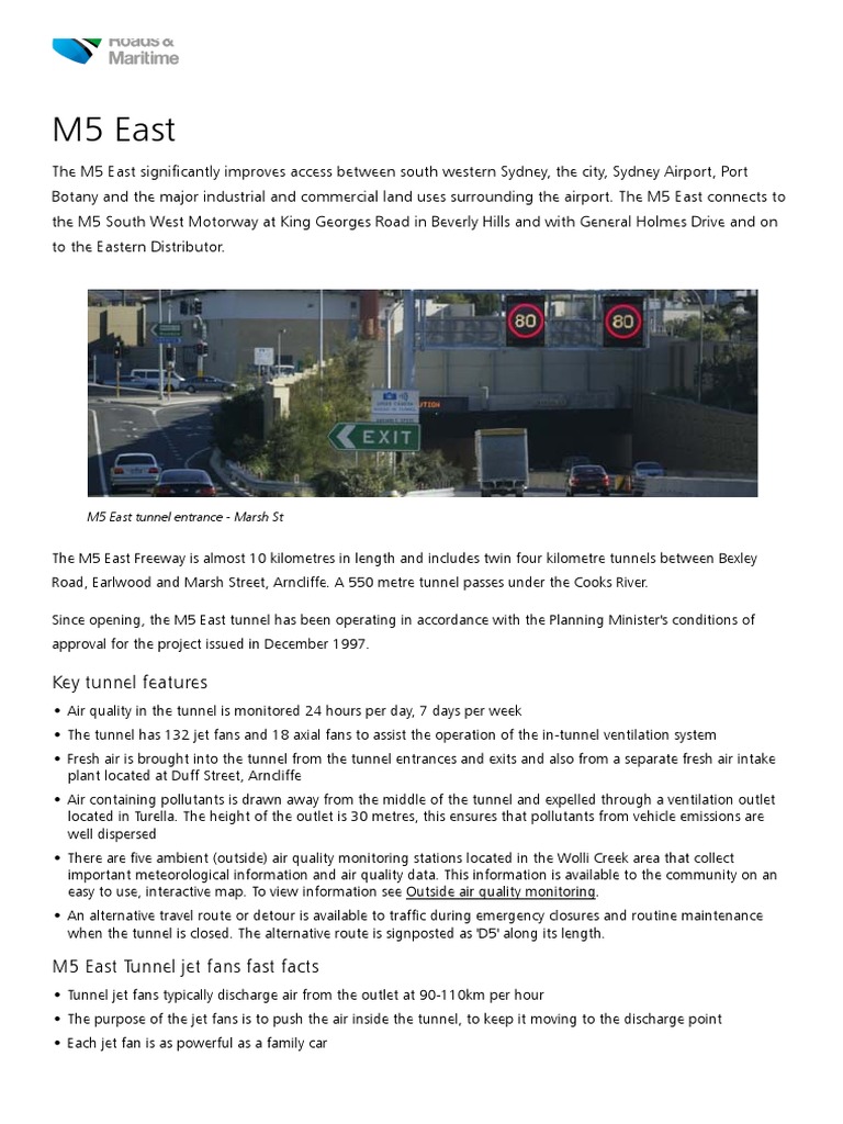 M5 East - Sydney South - Projects - Roads and Maritime Services | PDF