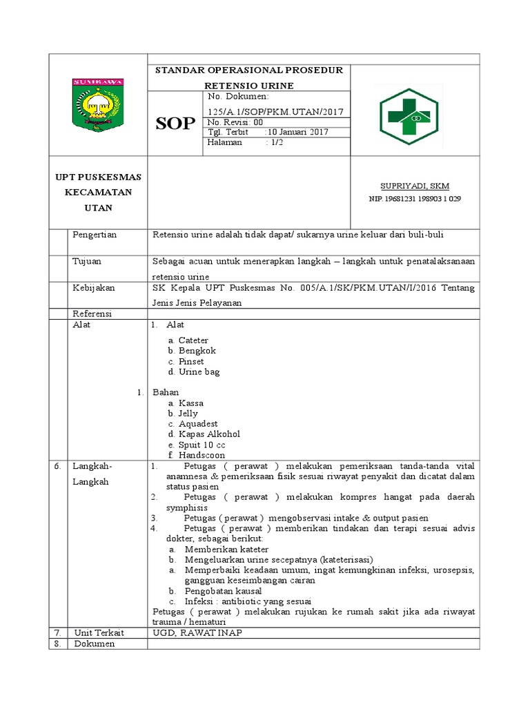 Prosedur Intervensi Retensi Urine | PDF