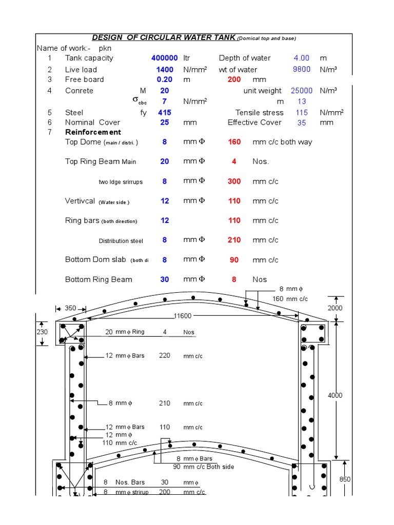 Circular Water Tank With Domcal Top and Base | PDF
