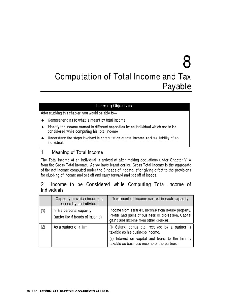 Chapter 8 Computation of Total Income and Tax Payable | PDF | Tax Deduction | Capital Gains Tax