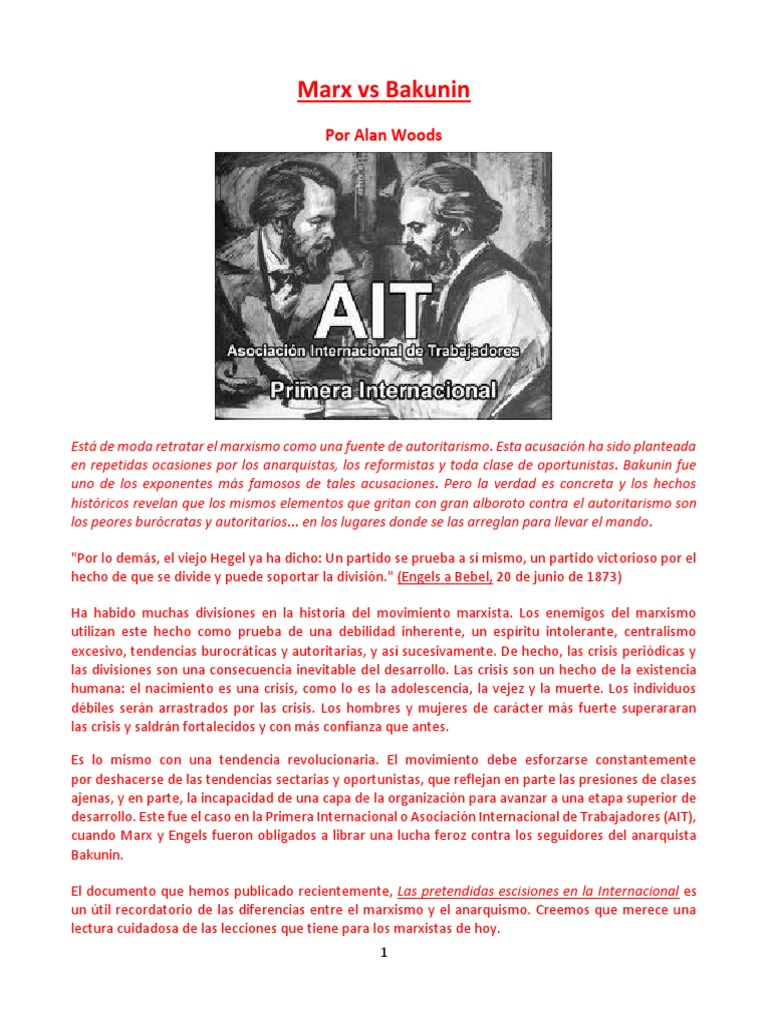 Marx Vs Bakunin. Alan Woods | PDF | Karl Marx | Anarquismo