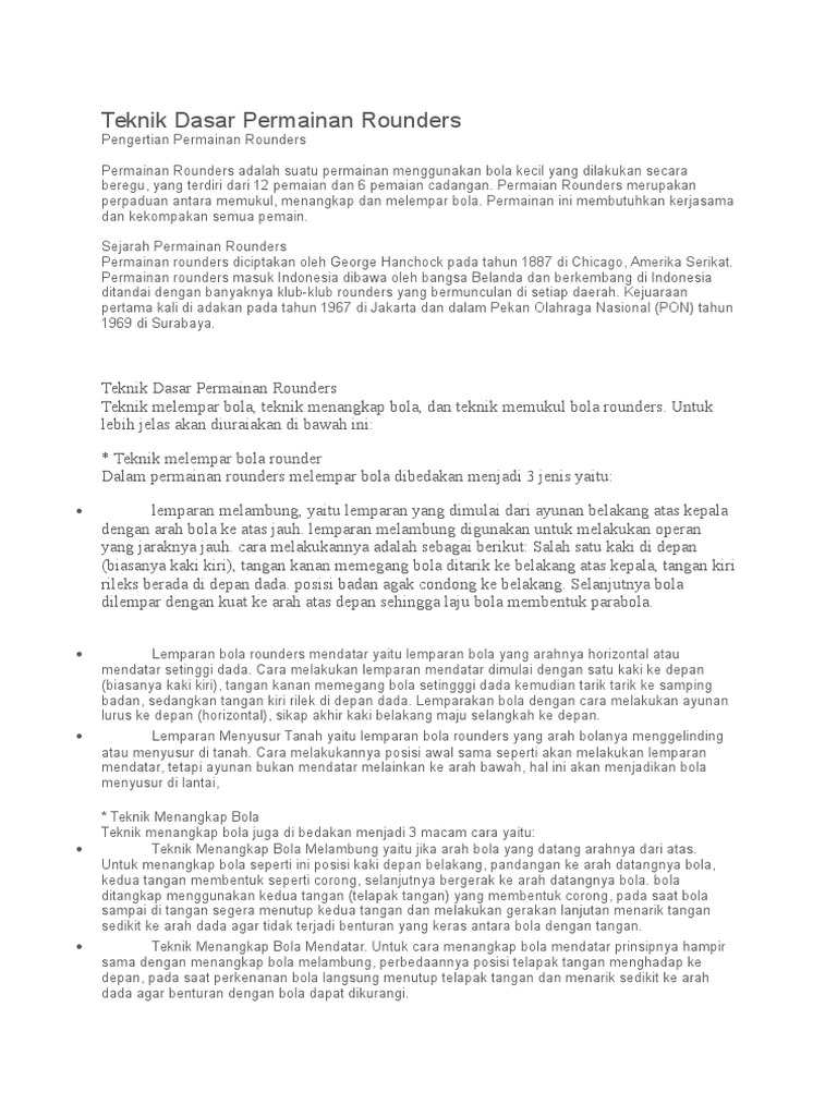 Teknik Dasar Permainan Rounders | PDF